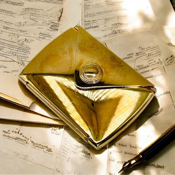 Vintage | Accessories | Vintage Polished Gold Tone Brass Tri Fold ...